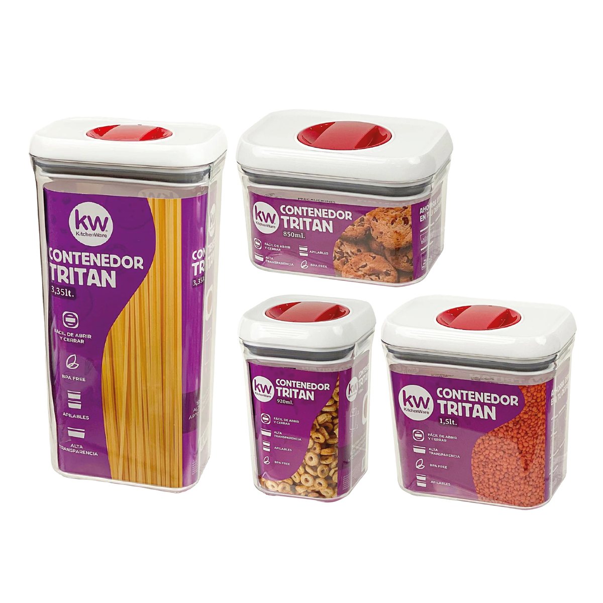PACK PROMO 4 CONTENEDORES HERMETICOS TRITAN TAPA TWISTLOCK 2 – KW Market